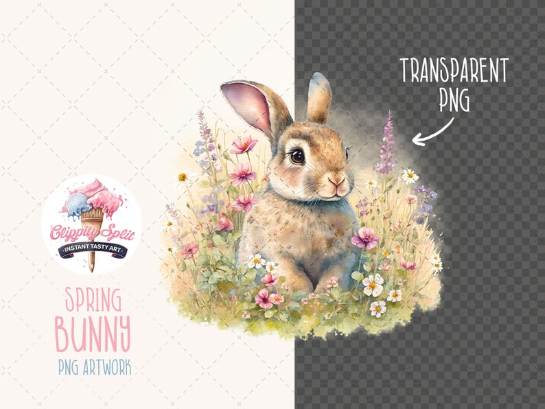 Floral Spring Rabbit PNG Clipart Perfect for Easter Projects & - Etsy