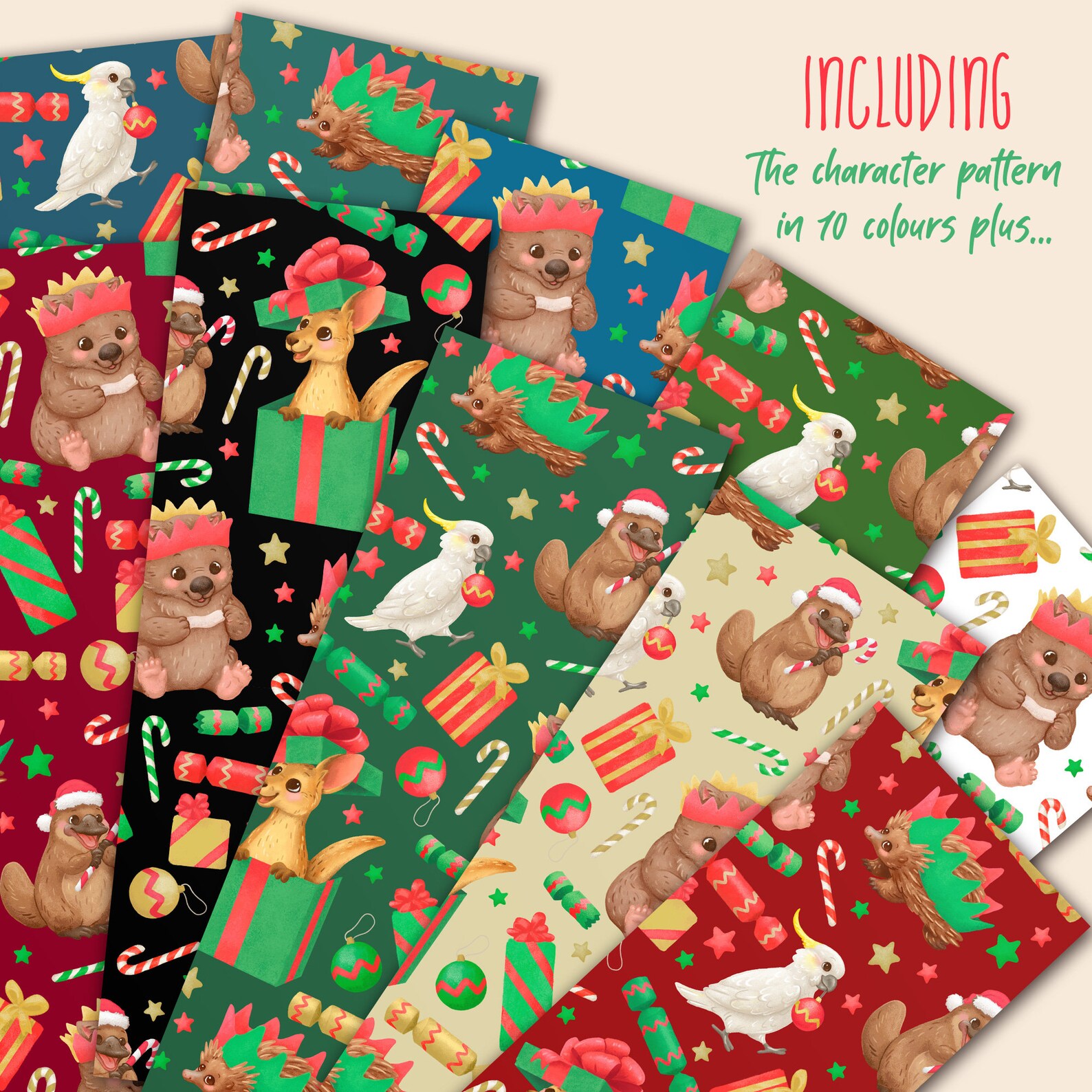 Australian Christmas Seamless Pattern Clip Art Cute | Etsy