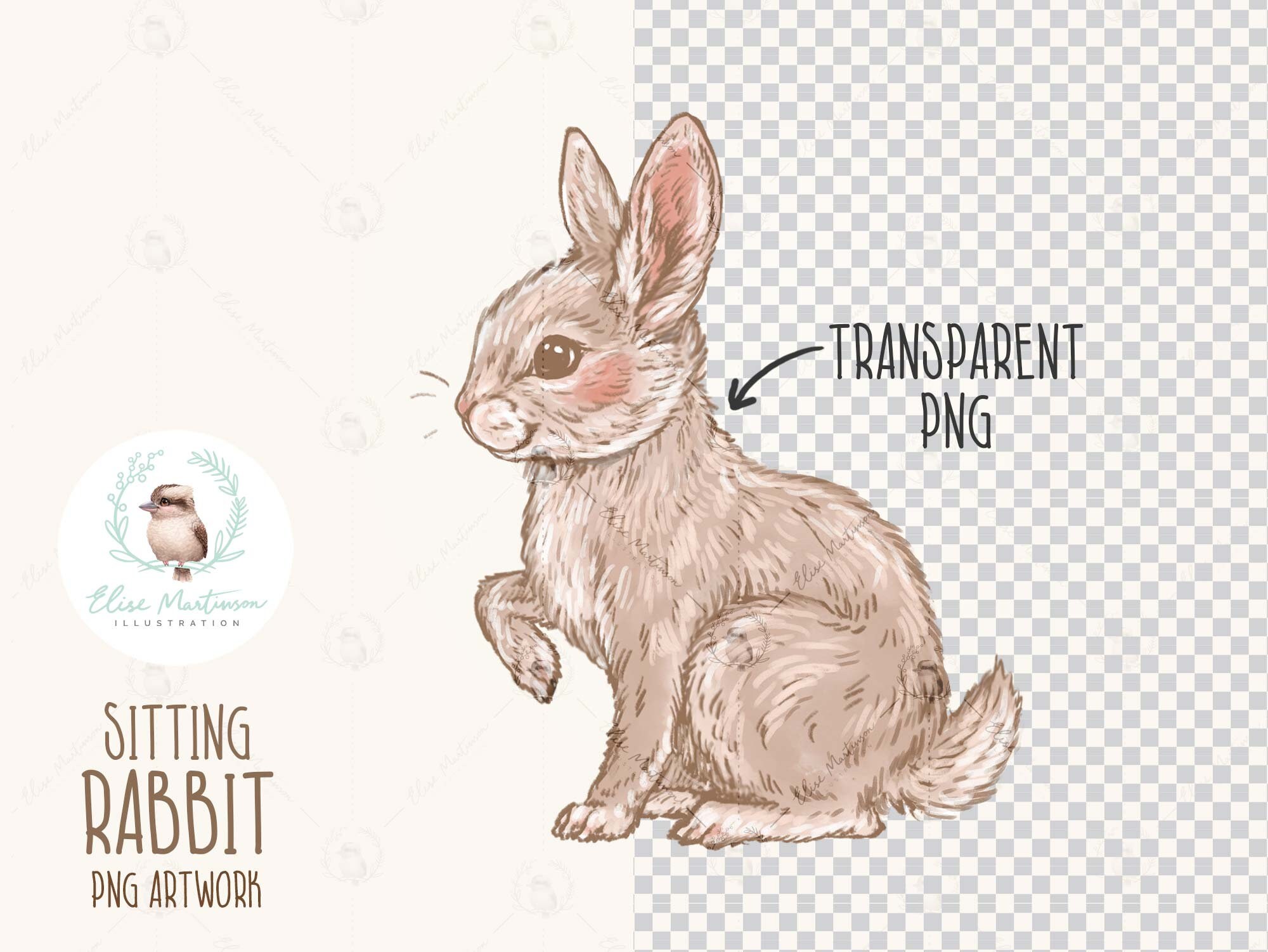 Sitting Bunny Clipart Bunny PNG Neutral Easter Clipart - Etsy