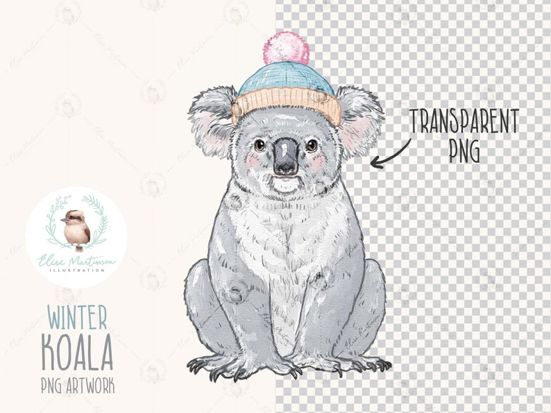 Australian Winter Clipart of Cute Koala Koala PNG - Etsy