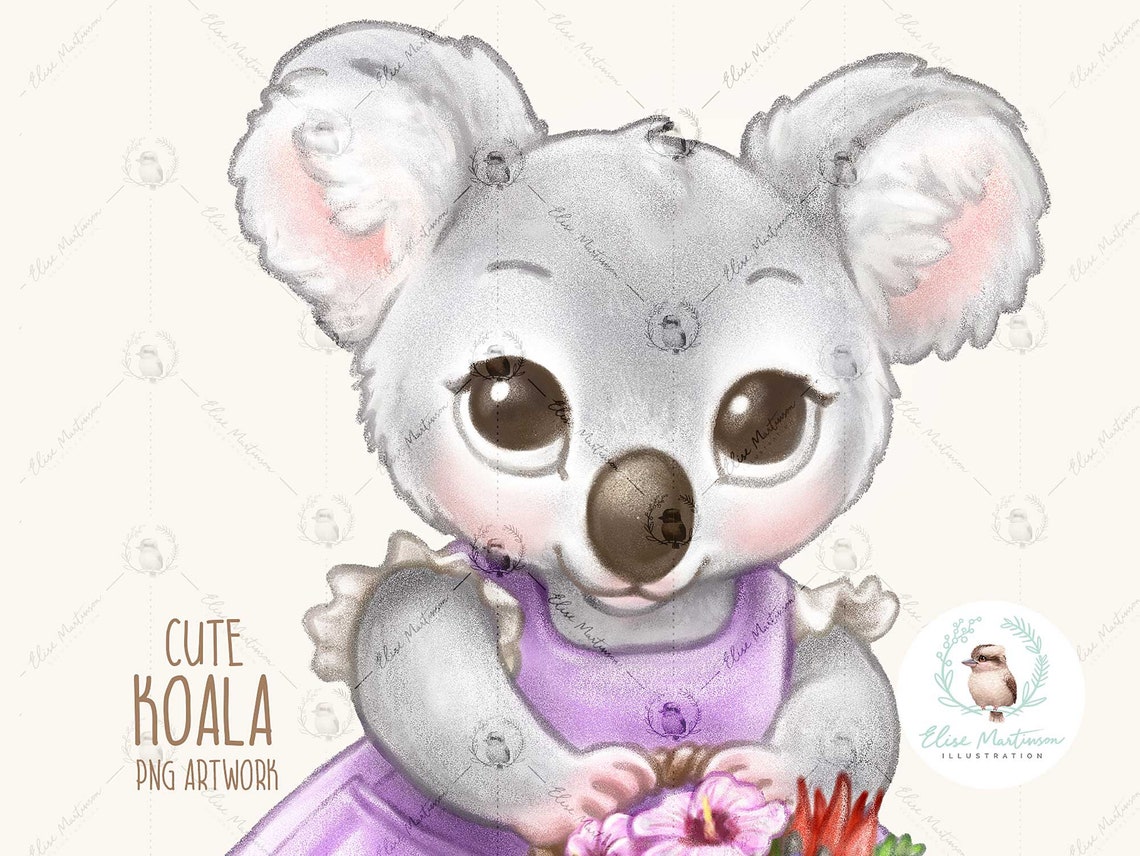 Cute Koala Clip Art Koala PNG Illustration Koala Clipart for | Etsy