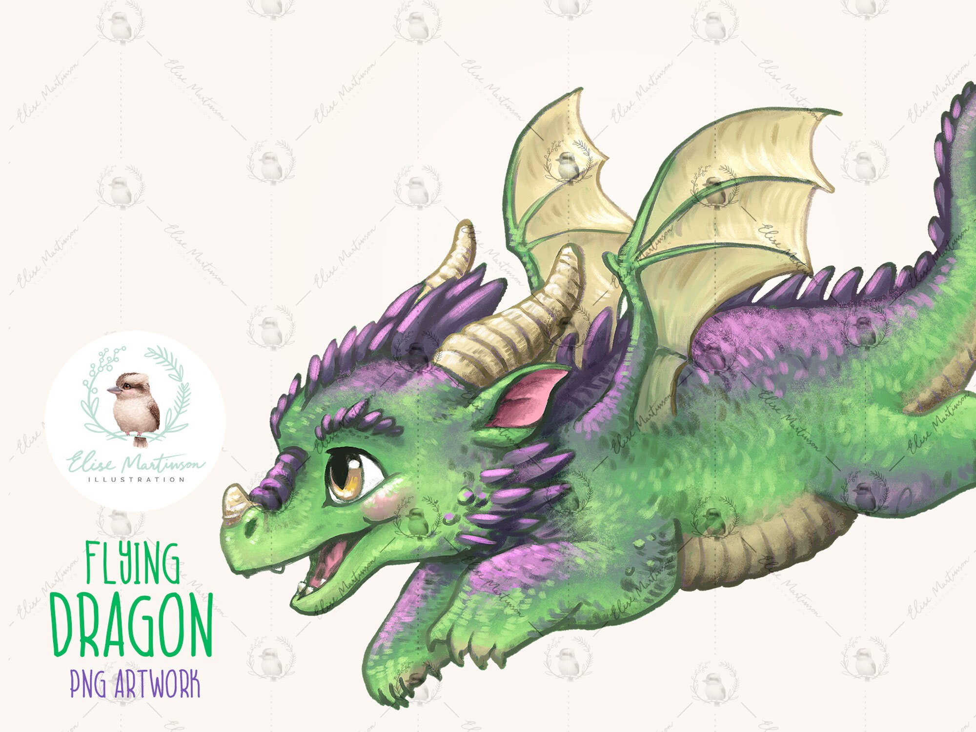 Cute Dragon Clipart Dragon PNG Illustration Flying Dragon - Etsy