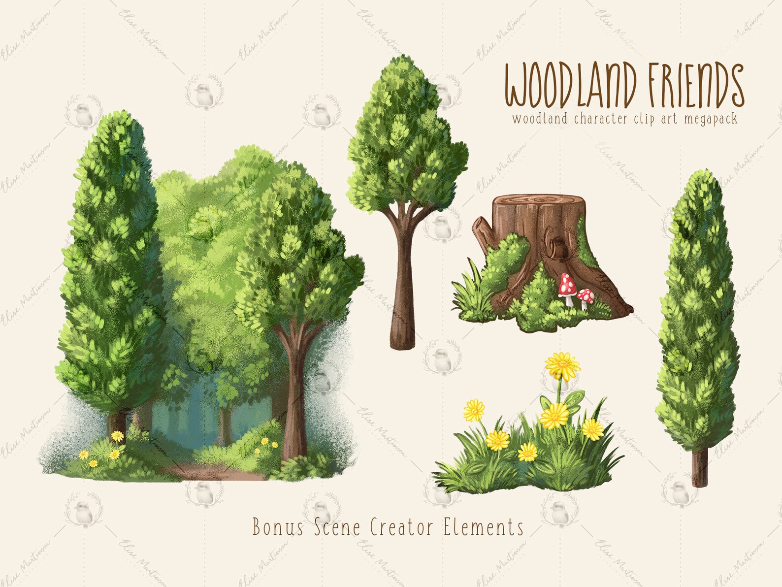 Hand Drawn Woodland Animals Clipart Bundle (PNG Illustration) - Etsy
