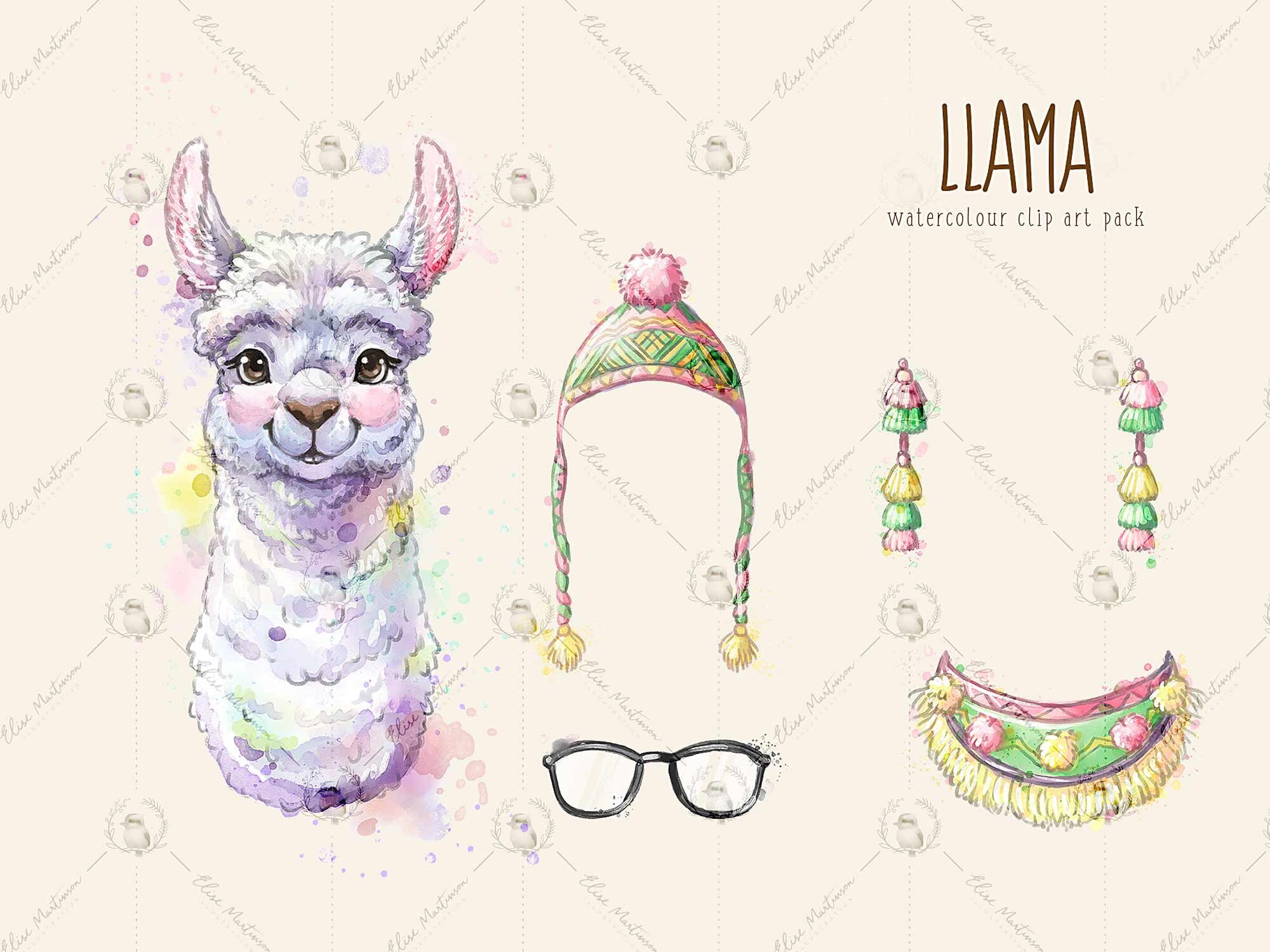Llama Clipart Watercolor Llama PNG Llama Clip Art Llama - Etsy
