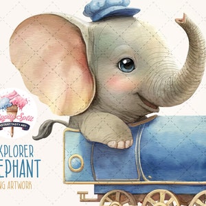 Cute Elephant Train Driver Character PNG Clipart | Clipart for Boys ...