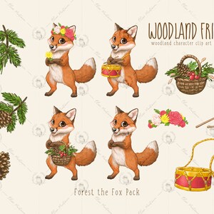 Woodland Animals Clipart Bundle, Fall Cute Hand Drawn Clipart of ...