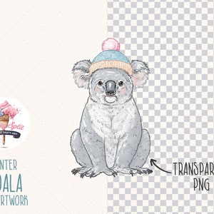 Australian Winter Clipart of Cute Koala, Koala PNG Illustration, Winter ...