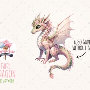 Pink Floral Fairy Dragon Clipart, Enchanted Fantasy PNG (digital ...