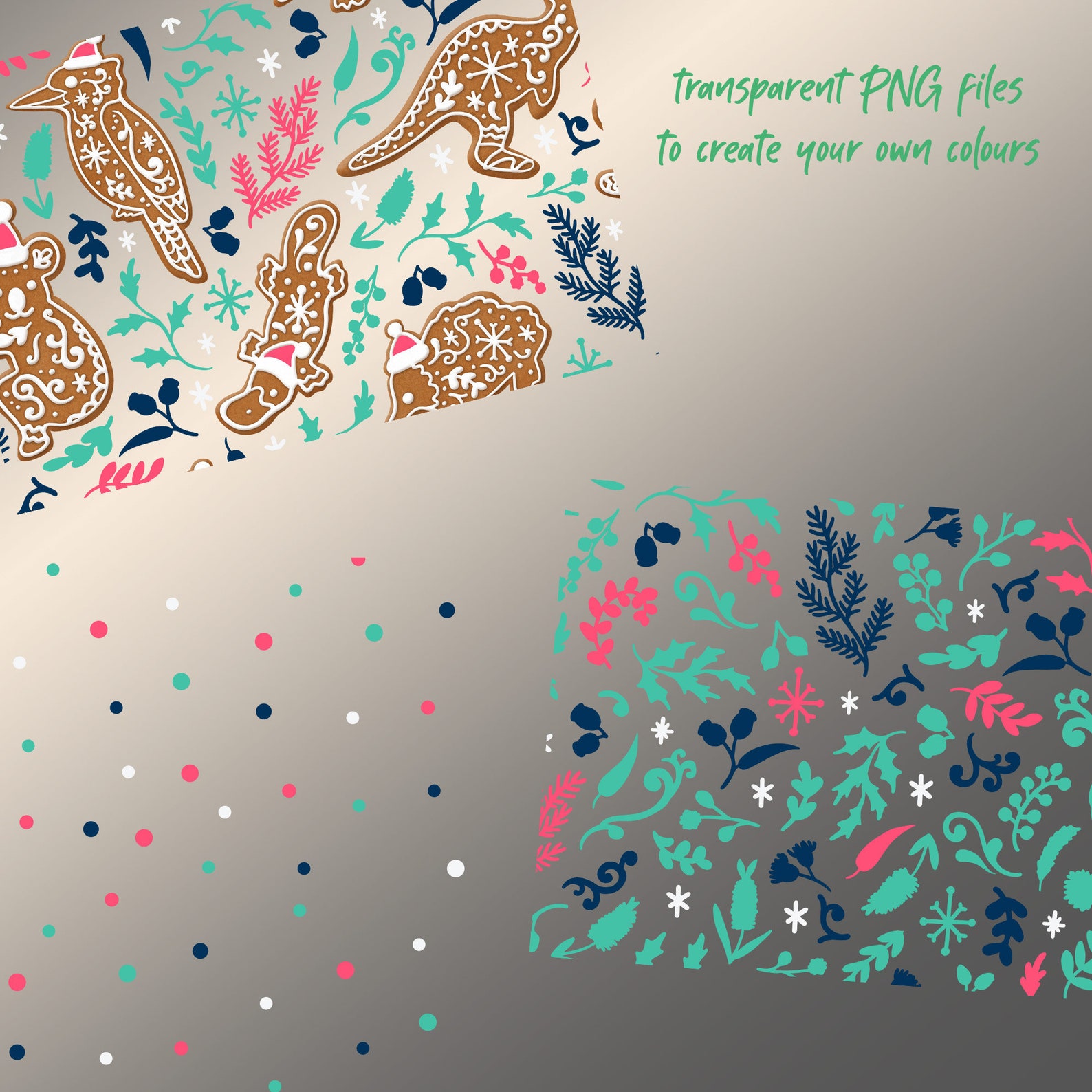 Australian Christmas Digital Papers Seamless Pattern | Gingerbread ...