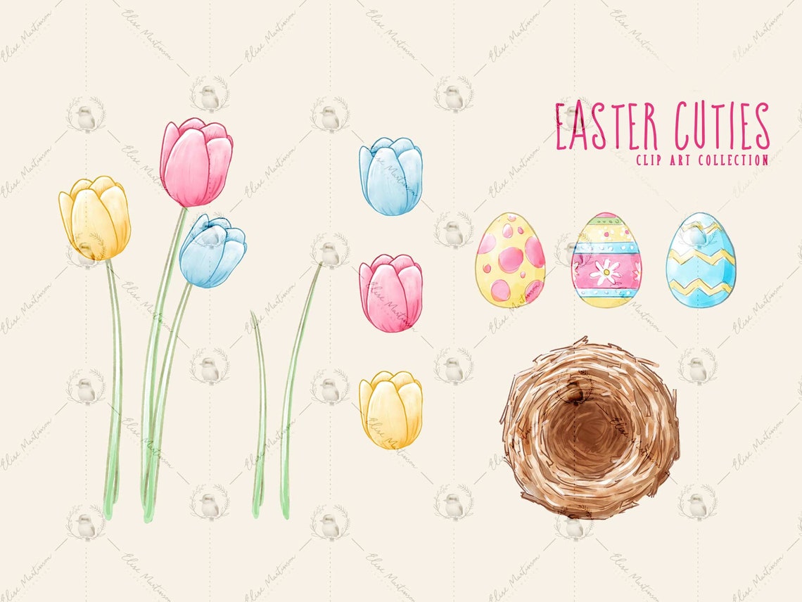 Cute Easter Clipart Bundle Cute Easter Bunny PNG Clip Art - Etsy