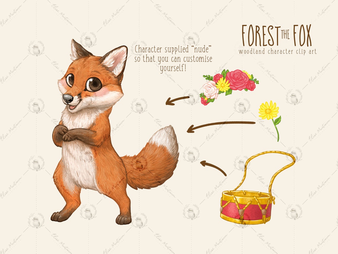 Cute Fox Clipart Woodland Clipart Fox Illustrations Fox - Etsy