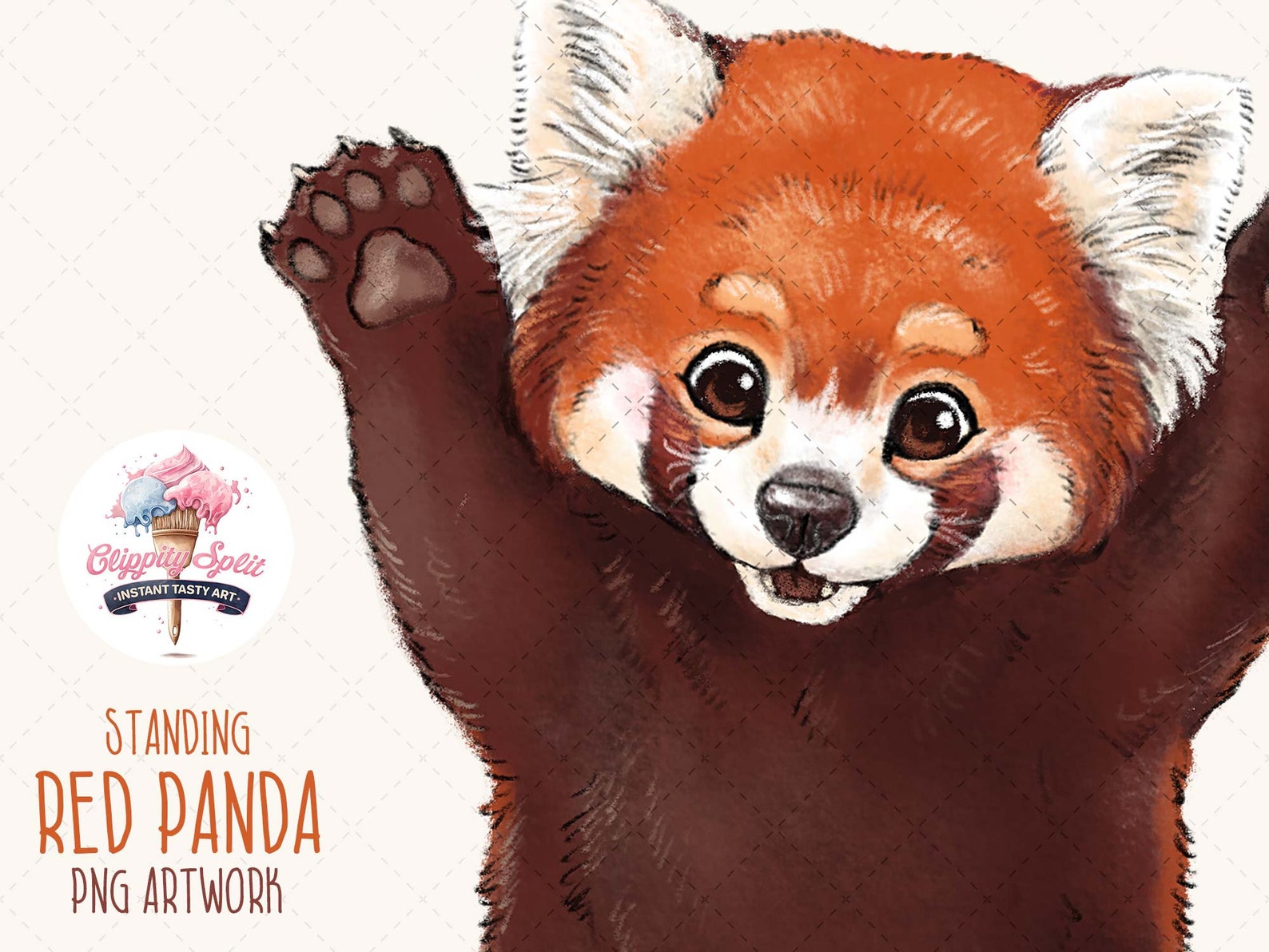 Surprised Red Panda Clipart, Standing Red Panda PNG Illustration, Red ...