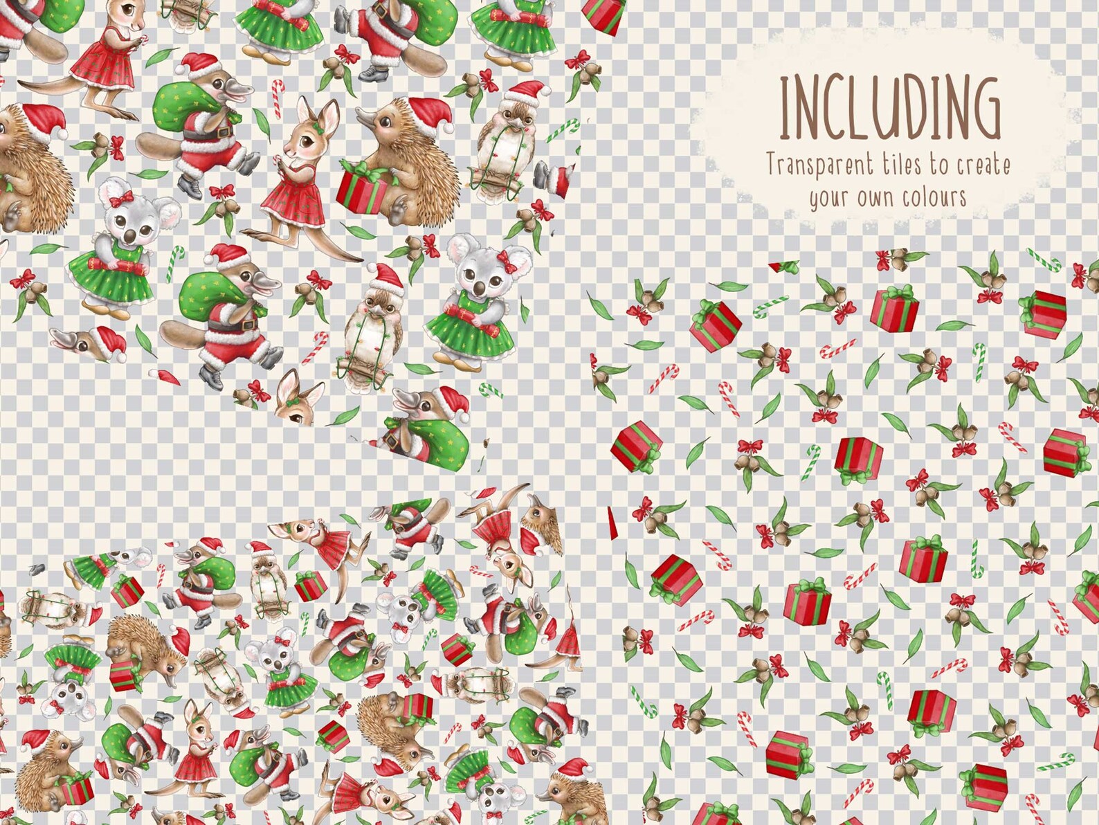 Australian Christmas Clipart, Australia Christmas Seamless Pattern ...
