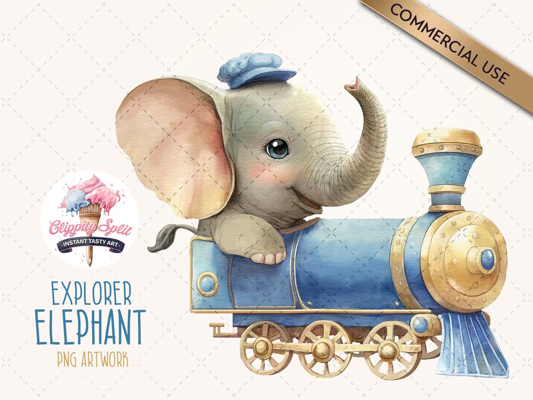 Cute Elephant Train Driver Character PNG Clipart | Clipart for Boys ...