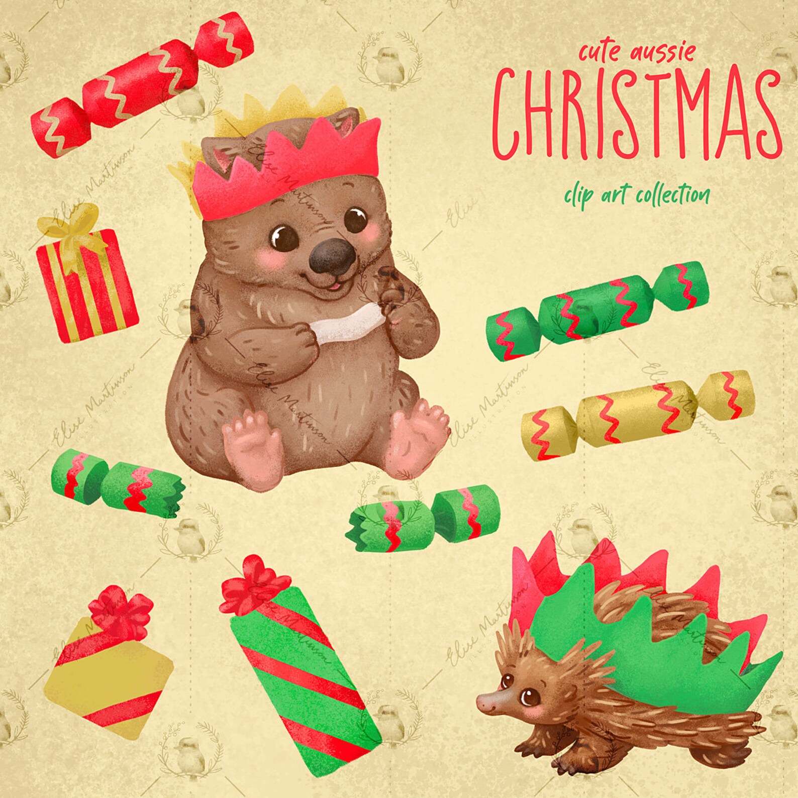 Cute Aussie Christmas Clipart Australian Christmas Clipart - Etsy