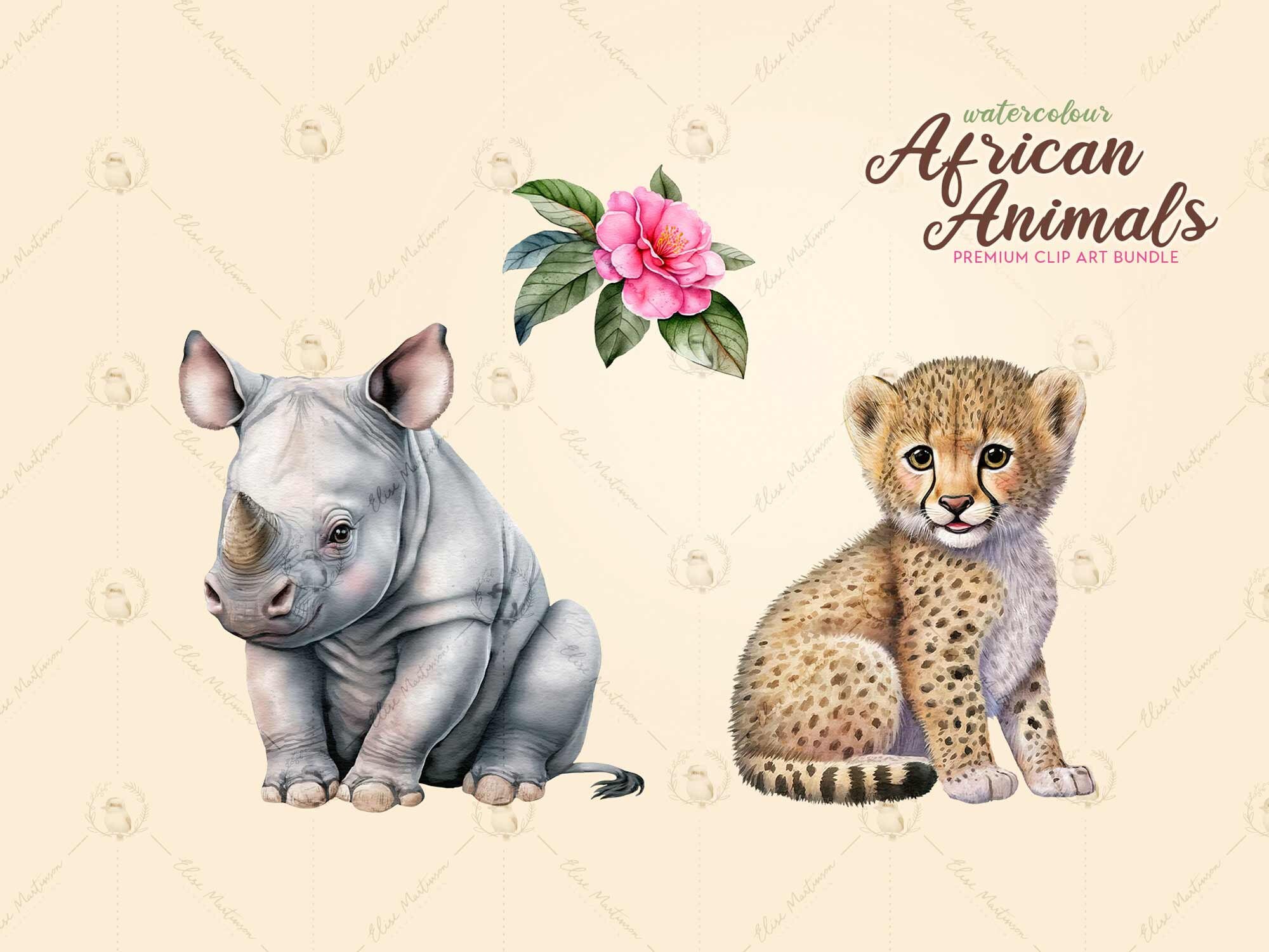 African Animals Clipart Digital Download Cute Art for Baby - Etsy