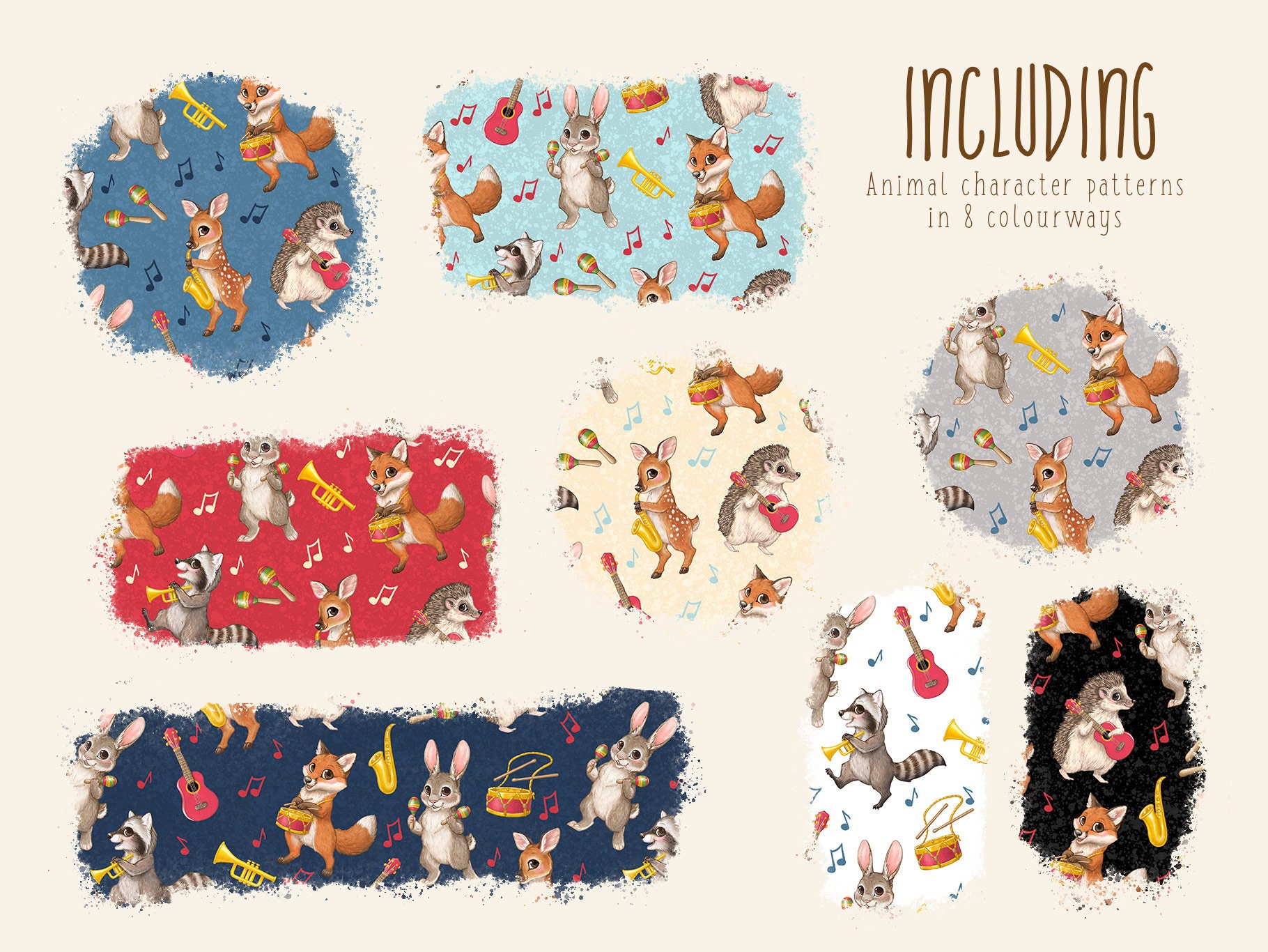 Musical Woodland Animal Seamless Repeat Pattern Cute Animal - Etsy