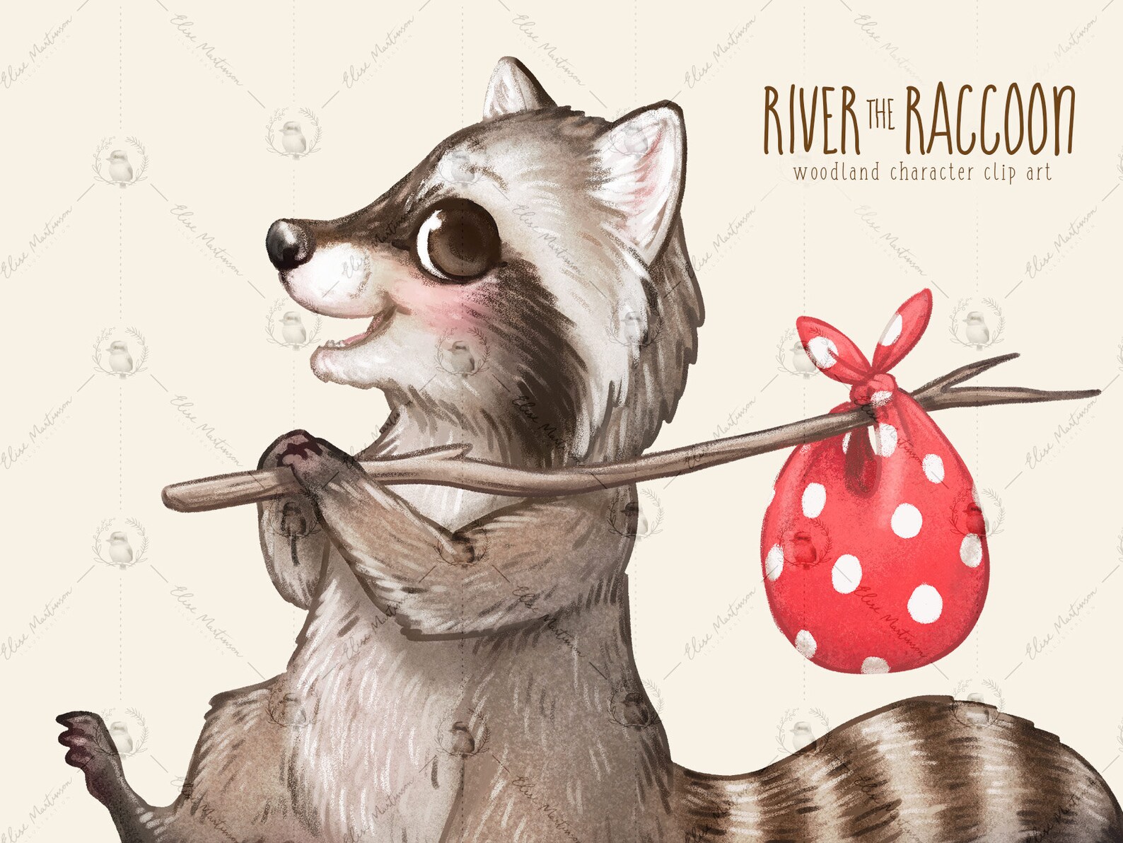 Cute Raccoon Clipart Cute Kids Clipart Raccoon Illustration | Etsy