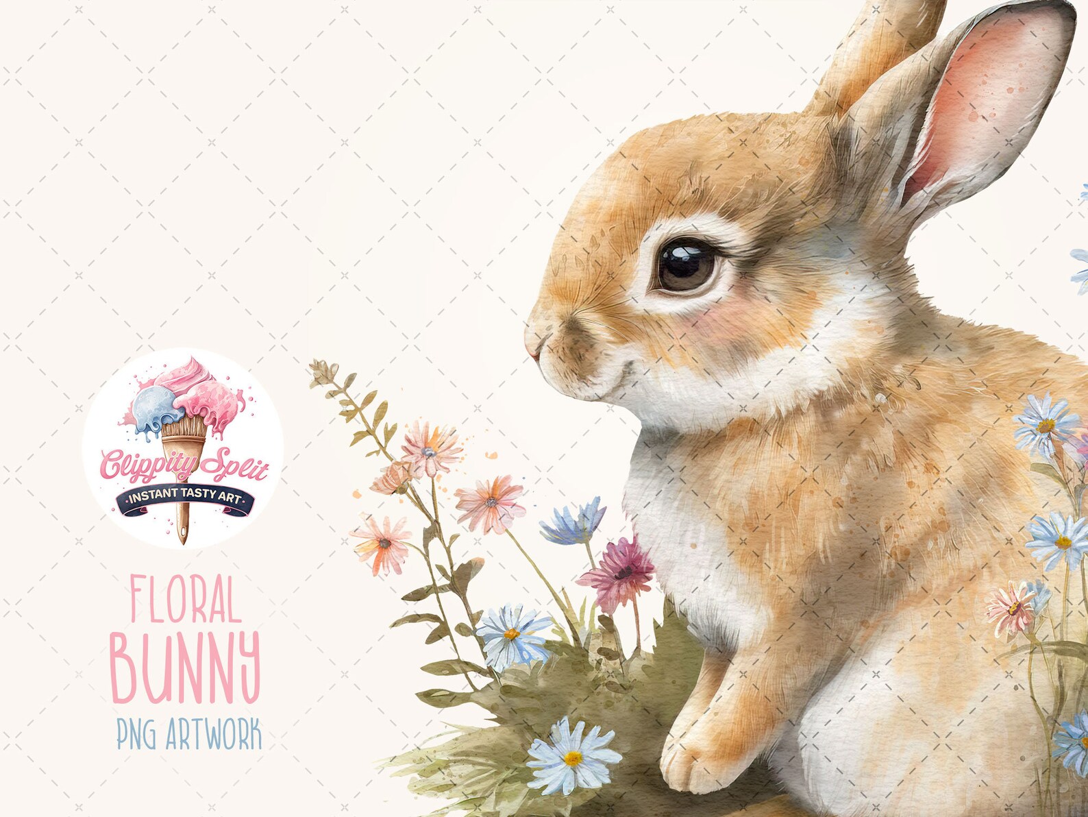 Cute Rabbit With Flowers PNG Clipart for Spring Easter - Etsy