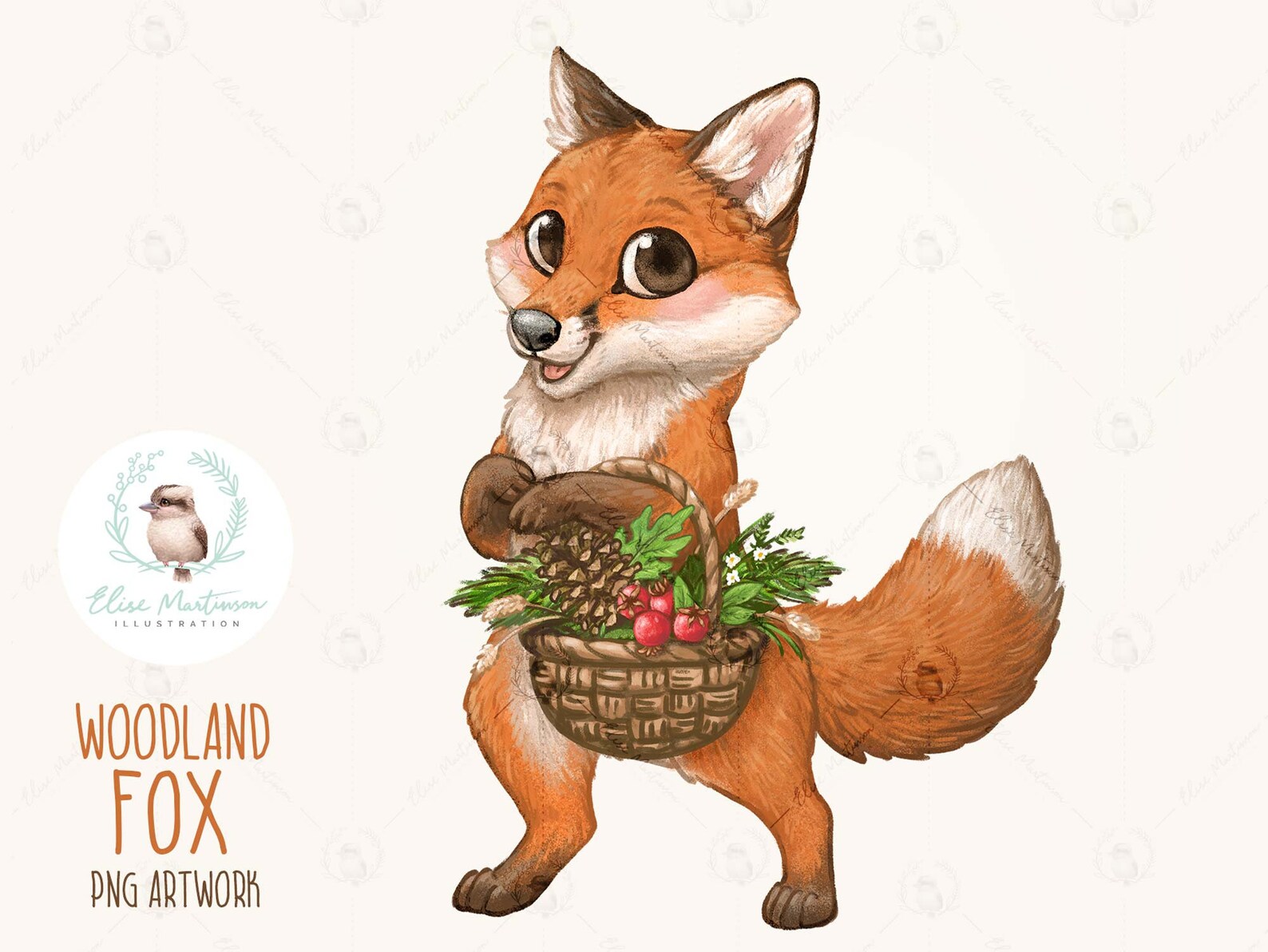 Cute Woodland Fox Clipart Fox PNG Illustration Woodland - Etsy