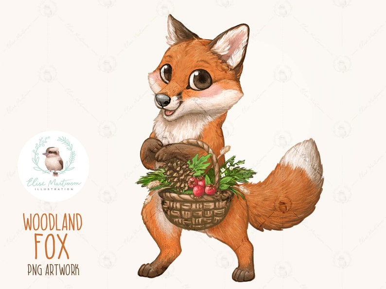 Cute Woodland Fox Clipart Fox PNG Illustration Woodland - Etsy