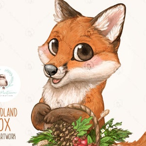 Cute Woodland Fox Clipart Fox PNG Illustration Woodland - Etsy