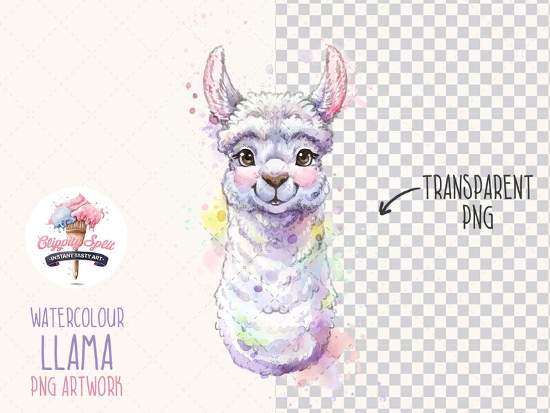 Llama Clipart, Llama PNG Watercolor Illustration, Llama Clip Art for ...