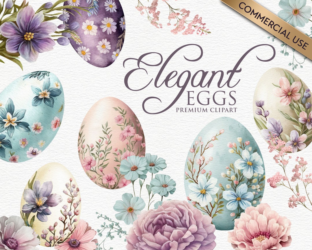 Easter Eggs Clipart | Watercolor Floral Painted Eggs Clip Art ...
