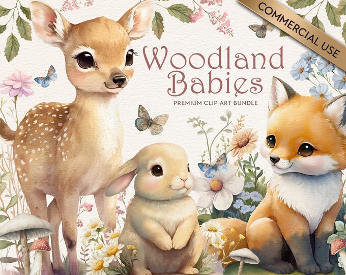 Watercolor Woodland Animals Clipart Cute Animal Clip Art Set Watercolor ...