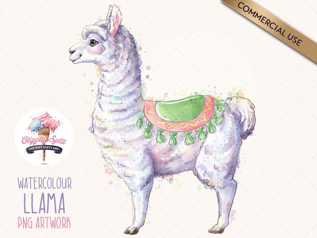 Llama Clipart, Alpaca PNG Watercolor Illustration, Llama Clip Art for ...