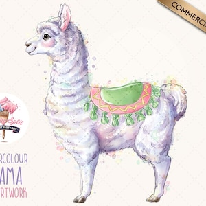 Llama Clipart, Alpaca PNG Watercolor Illustration, Llama Clip Art for ...