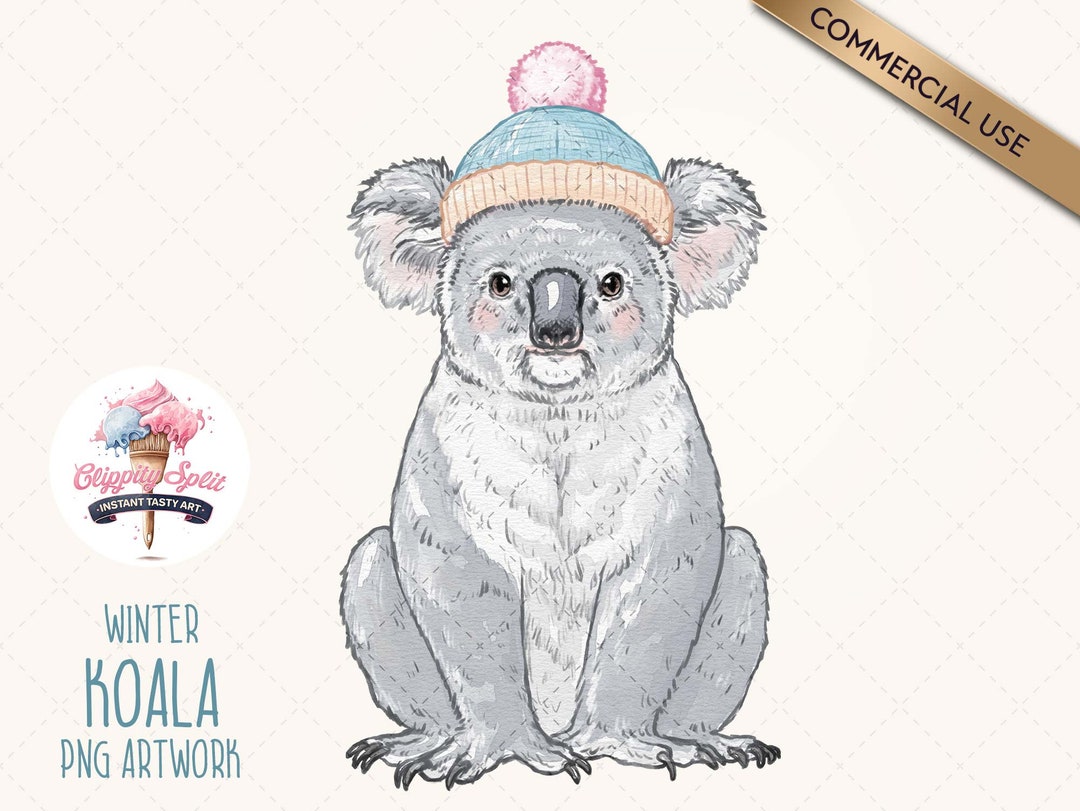 Australian Winter Clipart of Cute Koala, Koala PNG Illustration, Winter ...