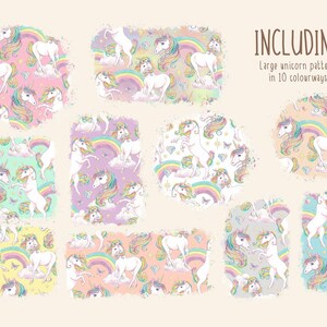 Rainbow Unicorn Seamless Pattern Clipart , Unicorn Digital Paper for ...