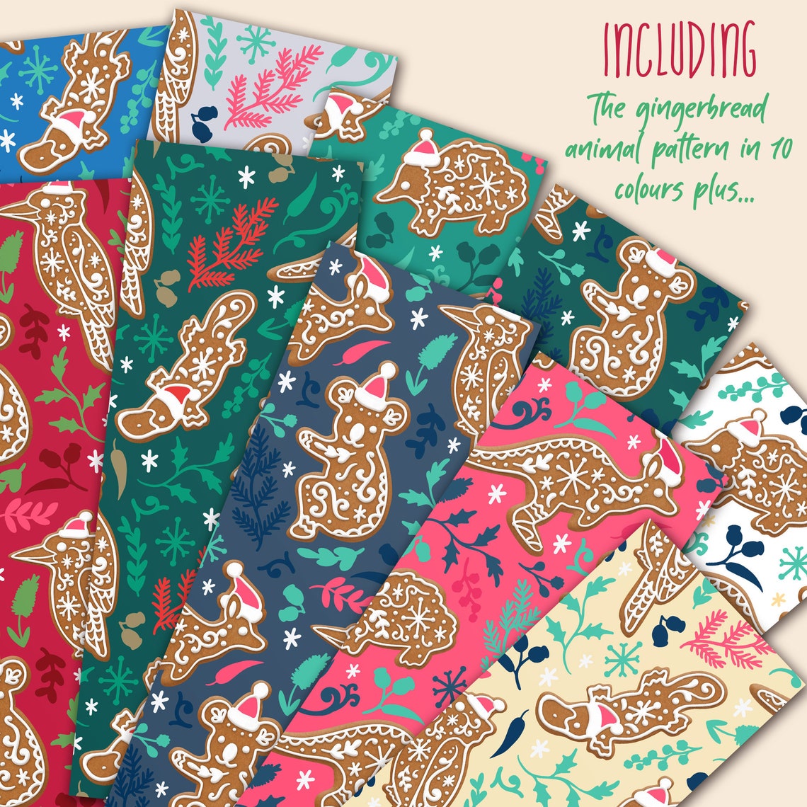 Australian Christmas Digital Papers Seamless Pattern | Gingerbread ...