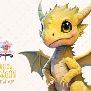 Yellow Dragon Clipart | Cute Dragon Character PNG | Instant Download ...