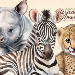 African Animals Clipart Digital Download Cute Art for Baby Nursery or ...