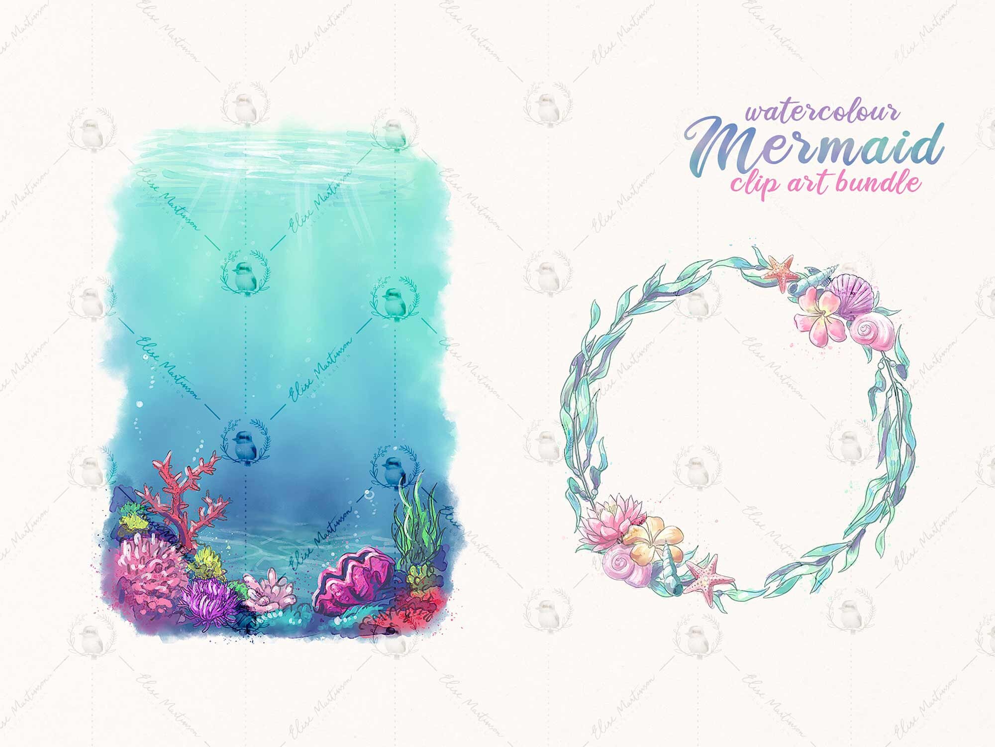 Mermaid Clipart Bundle Watercolor Mermaid PNG Mermaid Clip - Etsy