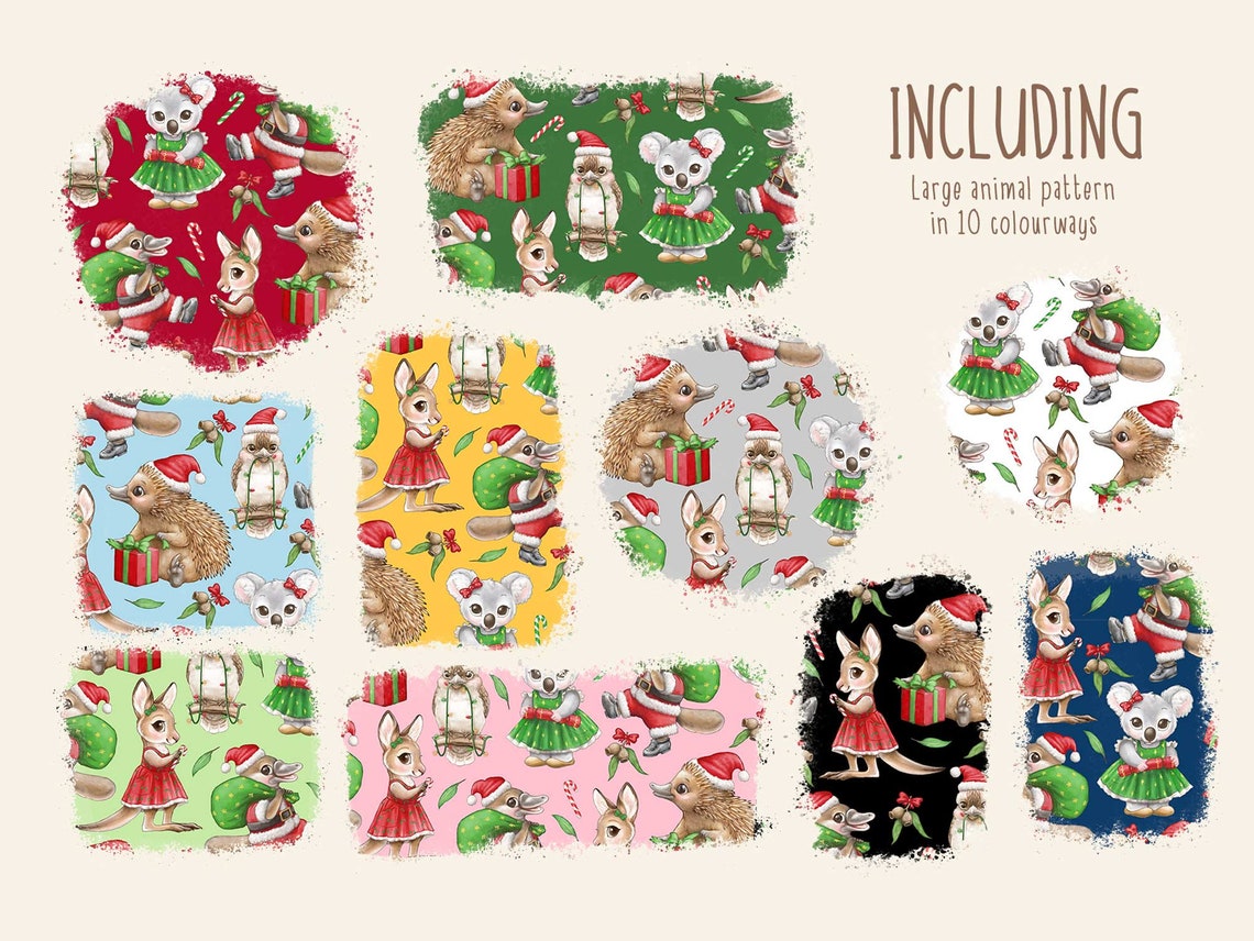 Australian Christmas Clipart, Australia Christmas Seamless Pattern ...