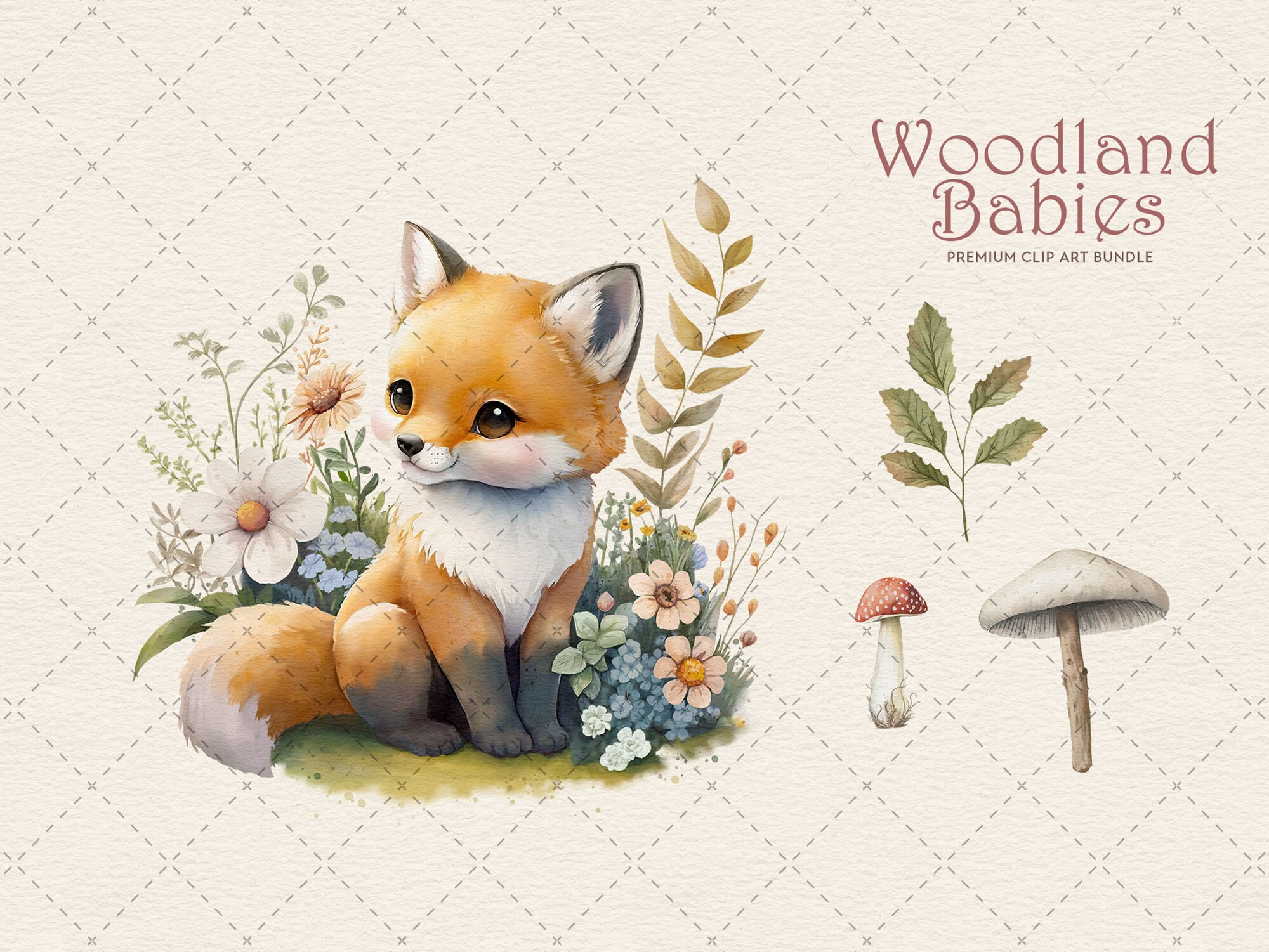 Watercolor Woodland Animals Clipart for Nursery Baby Products - Etsy
