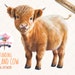 Watercolour Highland Cow Clipart Cute Smiling Fluffy Cow Clip Art ...