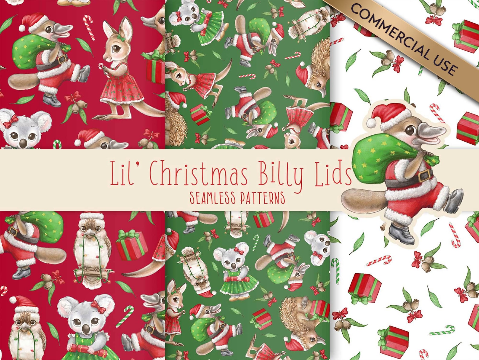 Australian Christmas Clipart, Australia Christmas Seamless Pattern ...