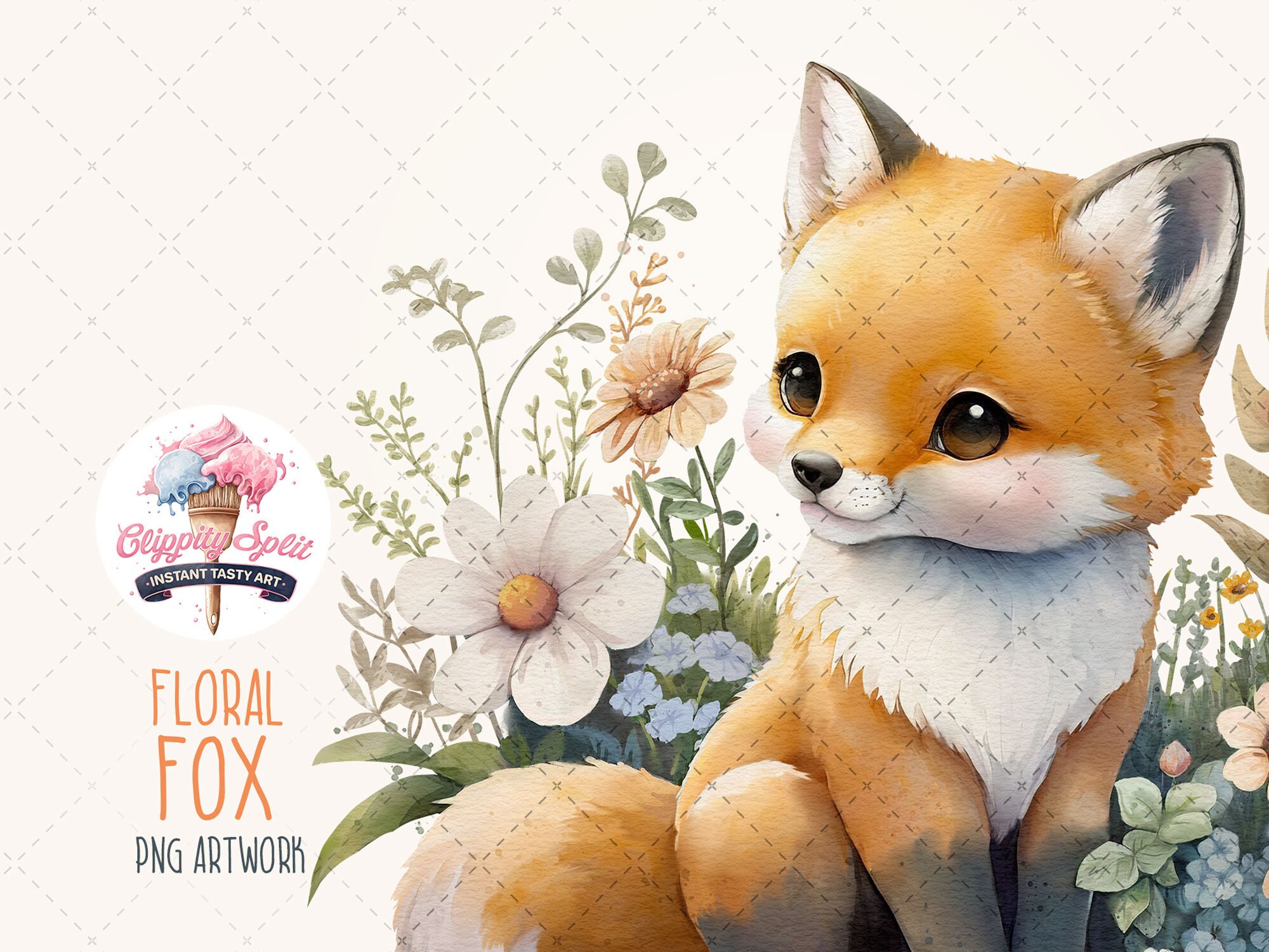 Cute Floral Fox PNG Clipart for Invitations, Printables, and ...