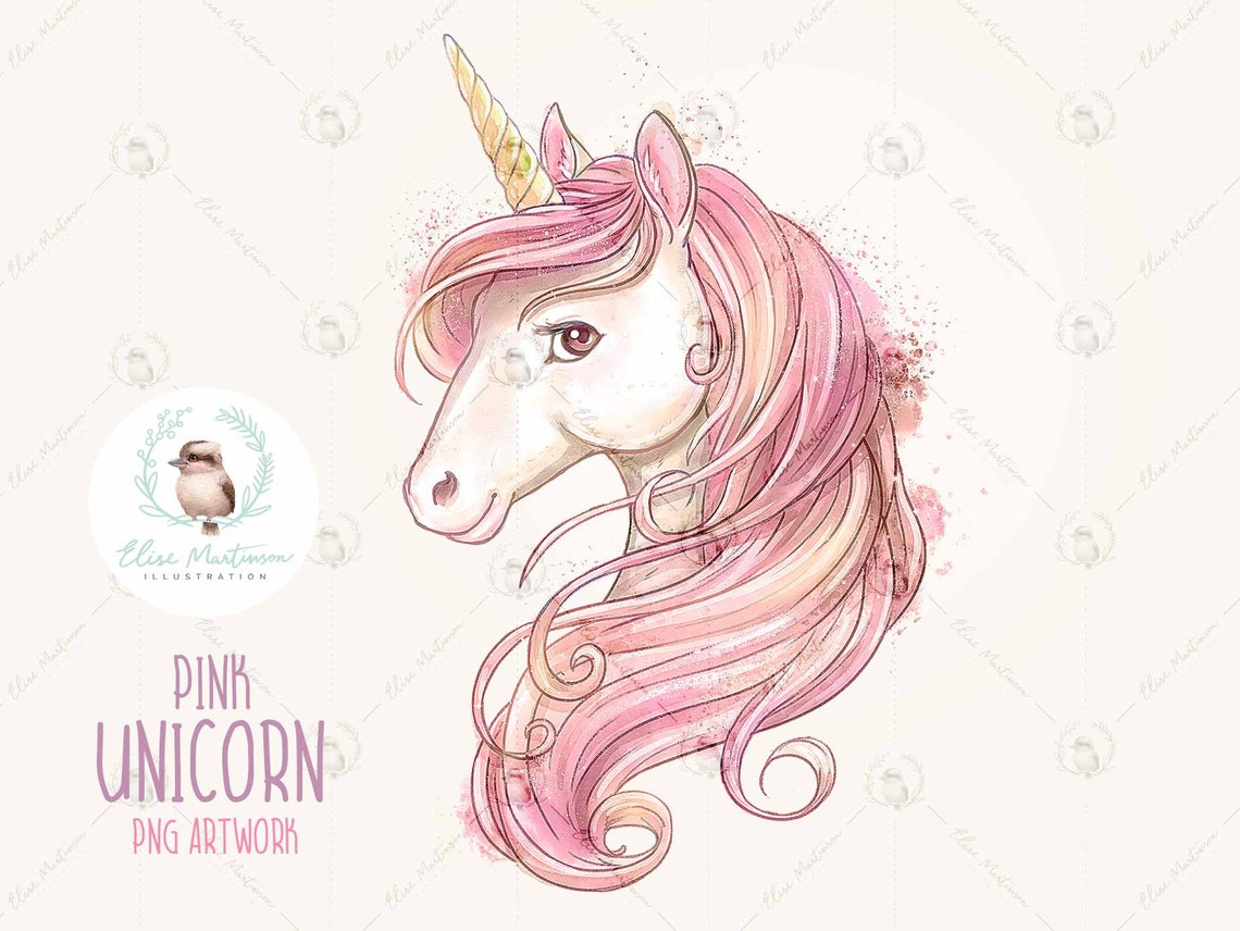 Boho Unicorn Clipart PNG Pink Unicorn Art Illustration - Etsy