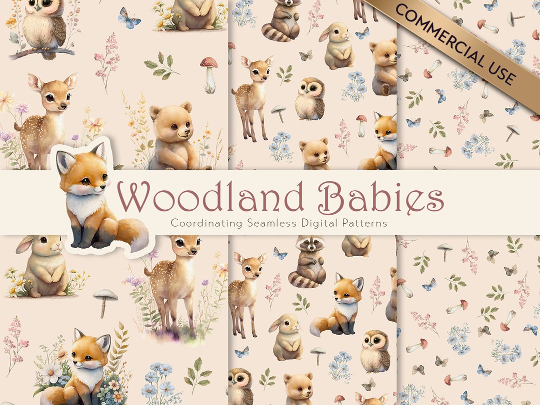 Woodland Digital Papers, Boho Animal Seamless Pattern Repeat, Perfect ...