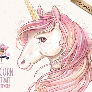 Boho Unicorn Clipart PNG, Pink Unicorn Art Illustration, Watercolor ...