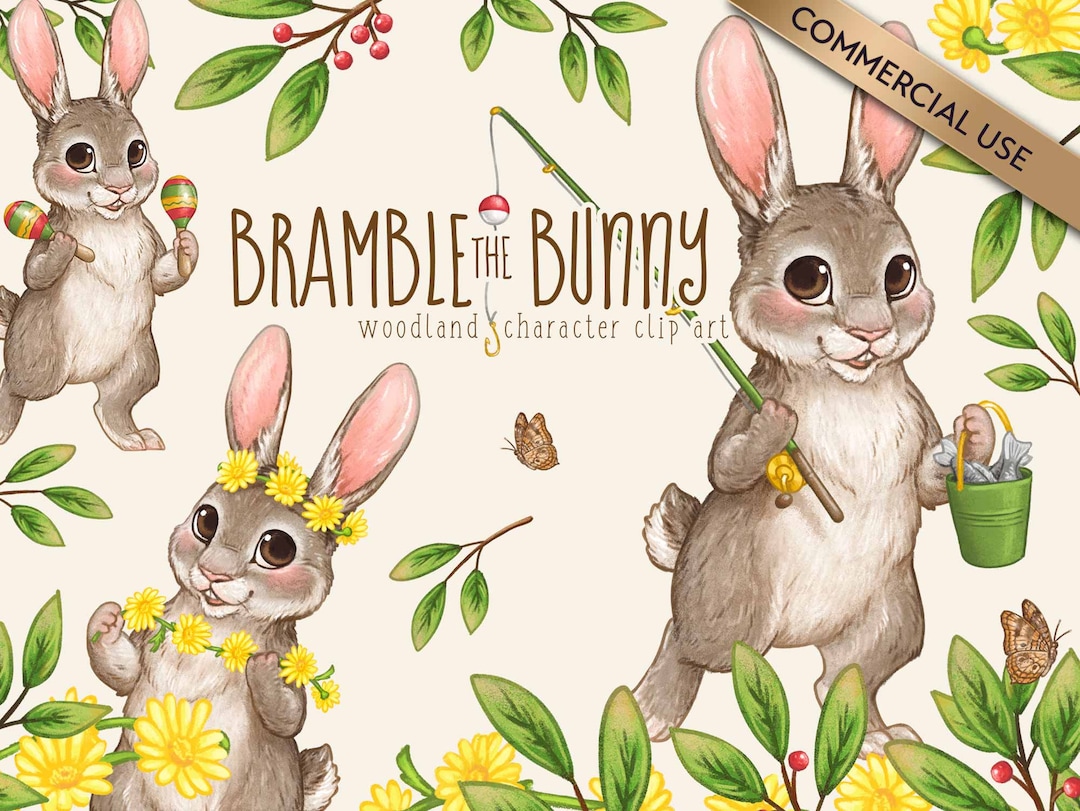 Woodland Clipart Cute Rabbit Animal Character | Rabbit Clip Art ...