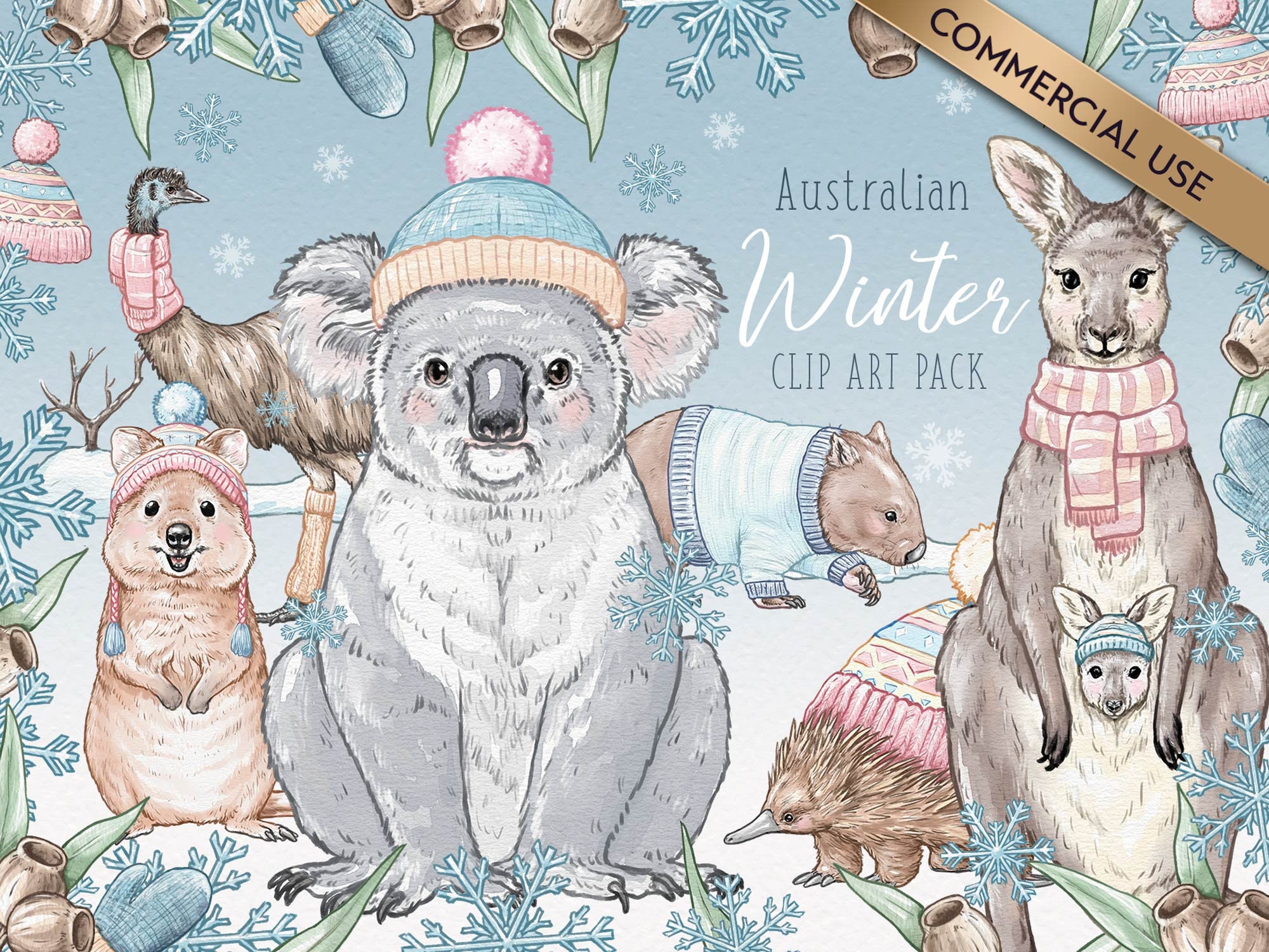 Australian Winter Clipart Bundle Australian Animals PNG Clip - Etsy