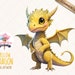 Yellow Dragon Clipart Cute Dragon Character PNG Instant Download for ...