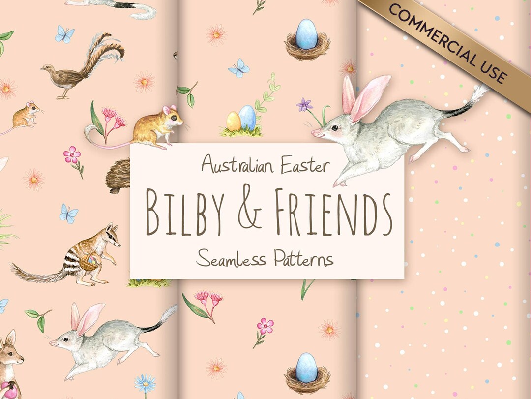 Australian Easter Bilby Pattern, Bilby Clipart for Fabric, Australian ...