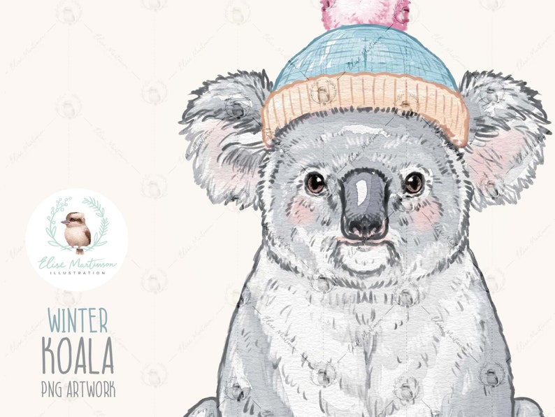 Australian Winter Clipart of Cute Koala Koala PNG - Etsy